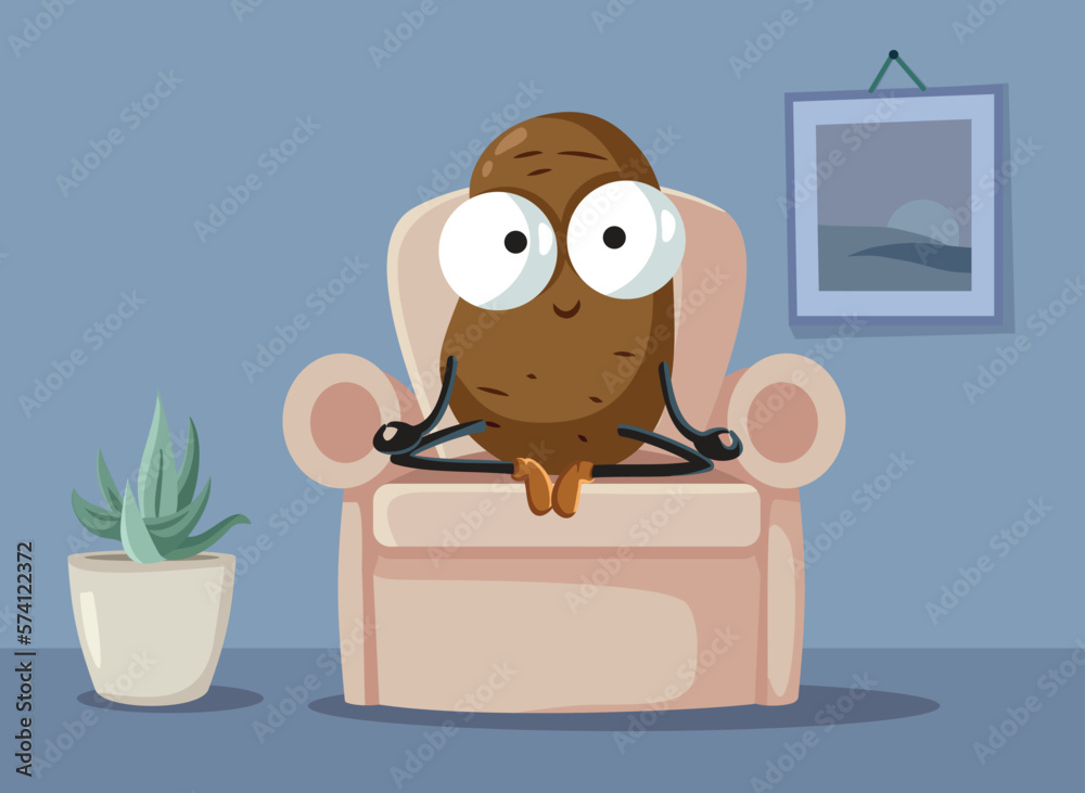 Funny Cartoon Couch Potato Relaxing at Home Vector Concept Illustration ...