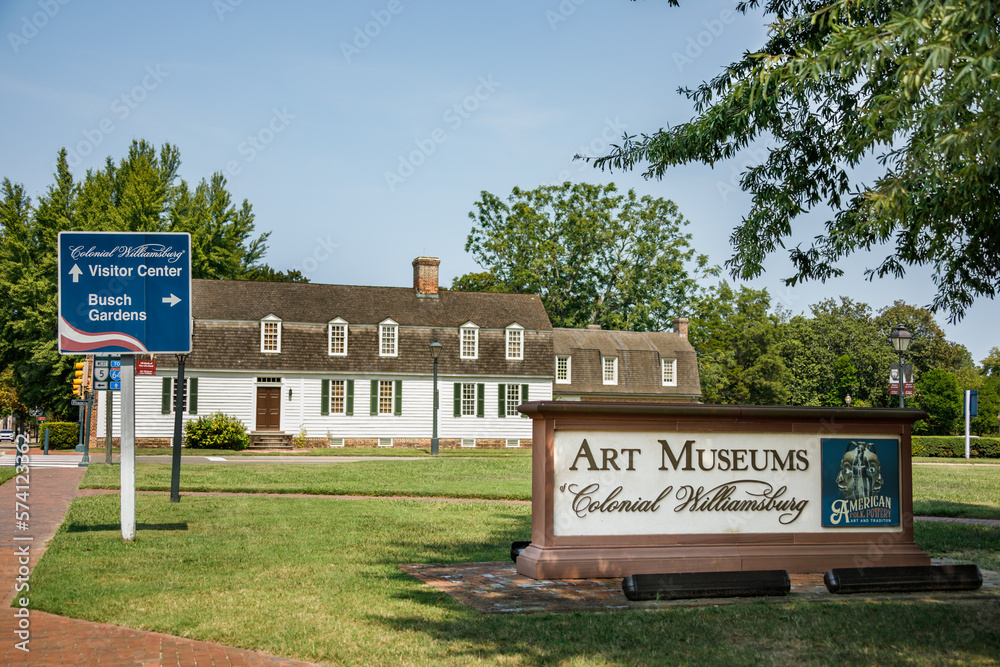 Williamsburg, VA USA - September 17, 2022:Exterior sign for the Art ...