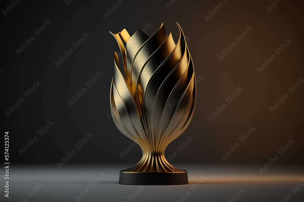 Beautiful shiny gold trophy for recognition and award ceremony ...