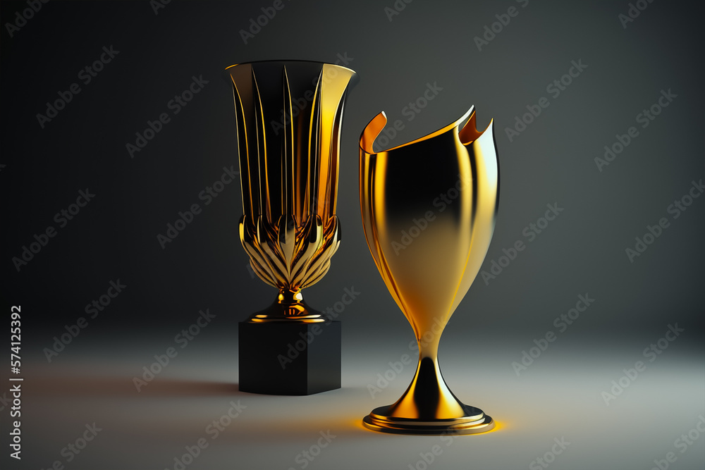 Beautiful shiny gold trophy for recognition and award ceremony ...