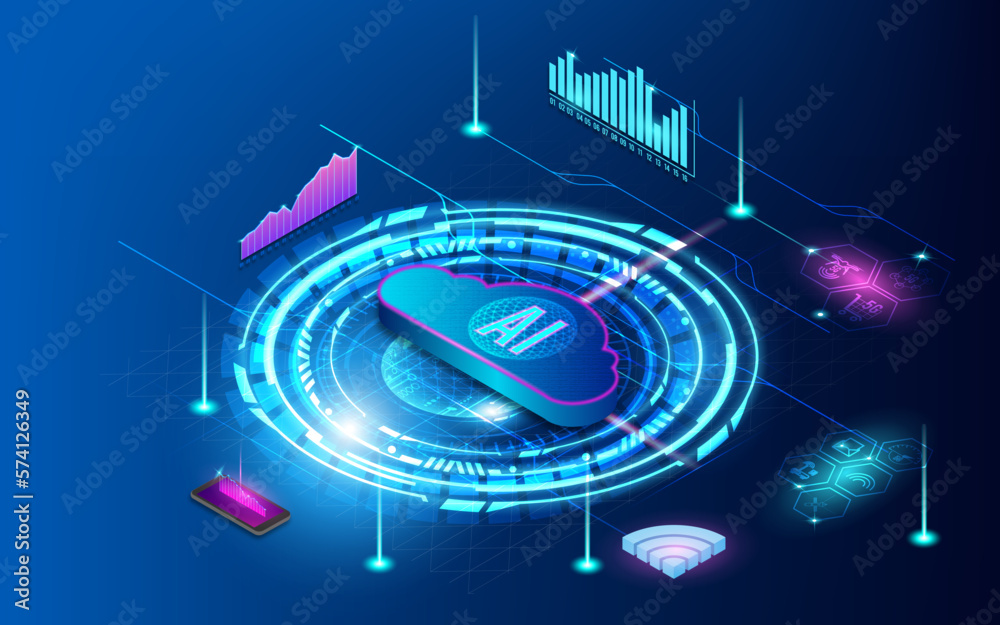 AI Learning and Artificial Intelligence background concept with ...