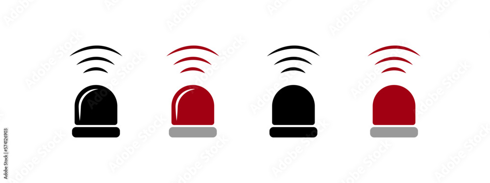 Set of siren icons, alarm siren. Emergency alert symbols. Vector ...