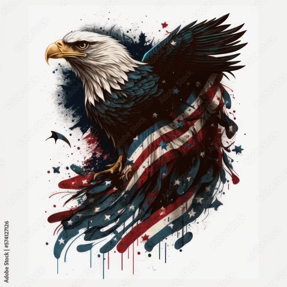 eagle and USA flag national poster. American Bald Eagle - a symbol of ...