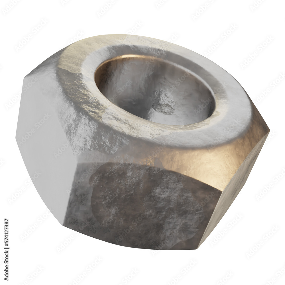 3d Render Illustration Icon Modern Nut Realistic Metal Texture ...
