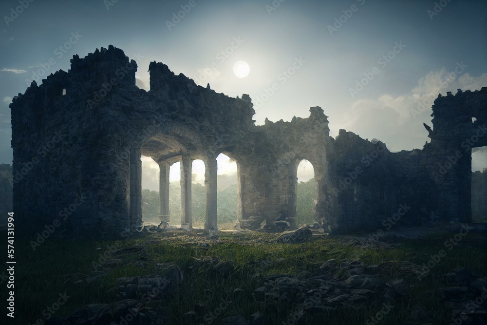 An illustration of the medieval fantasy abandoned fort. Generative AI ...