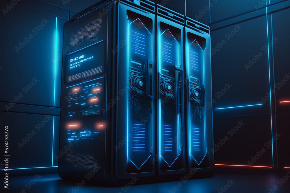 Advanced Server room and data center dark background. Generative AI ...