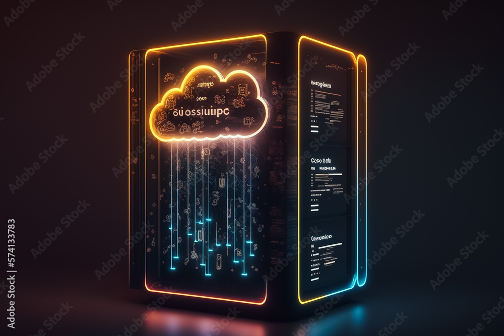 Advanced Server room and data center dark background. Generative AI ...