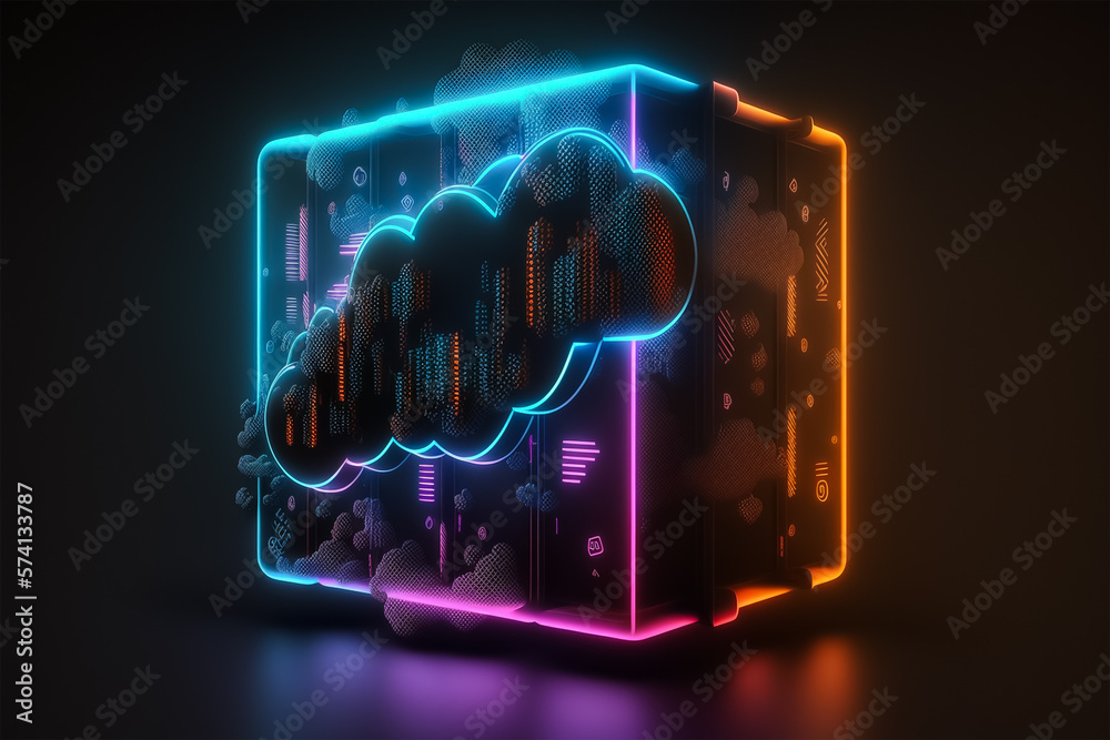 Advanced Server room and data center dark background. Generative AI ...