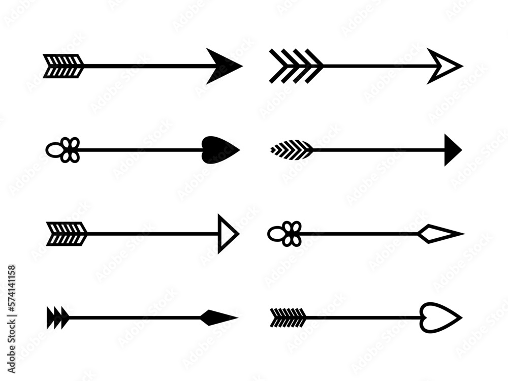 Arrow Clip art Set in Vector on White Background. Graphic resources ...