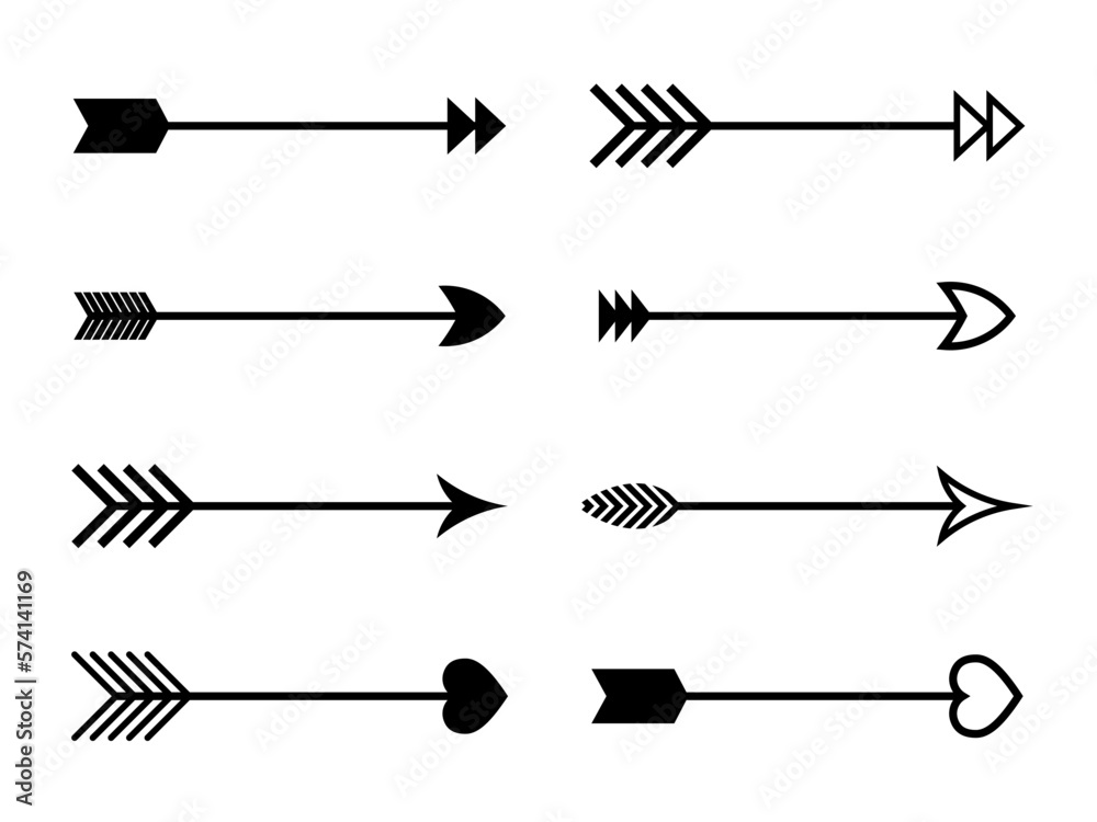Arrow Clip art Set in Vector on White Background. Graphic resources ...