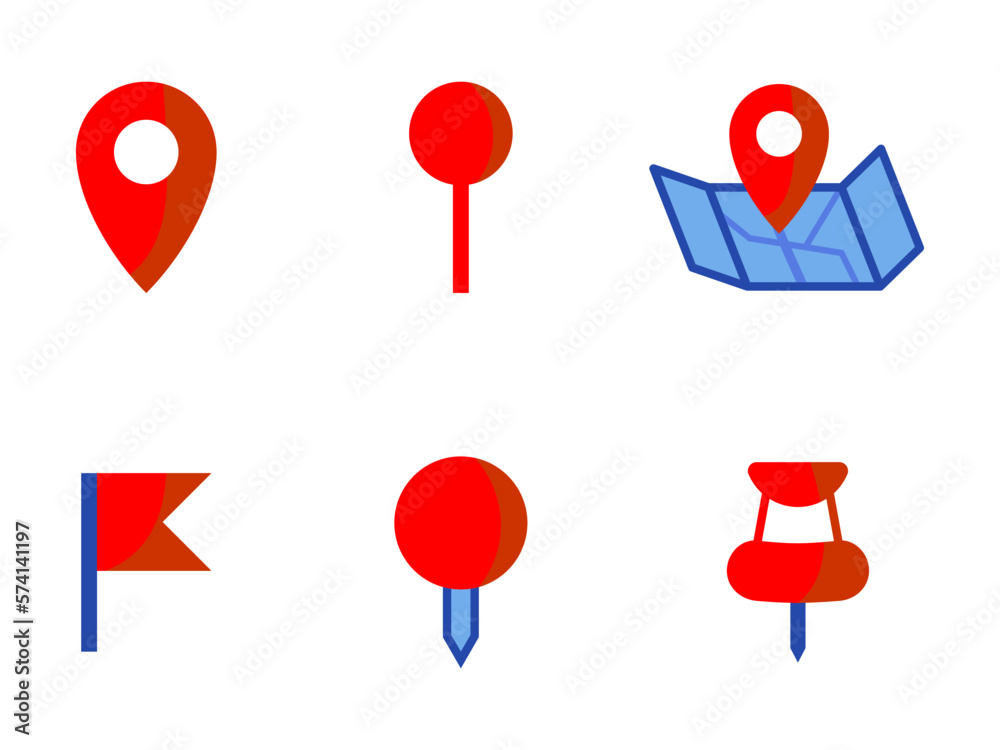 Location pin collection. Pointer icon for pin on the map to show the ...
