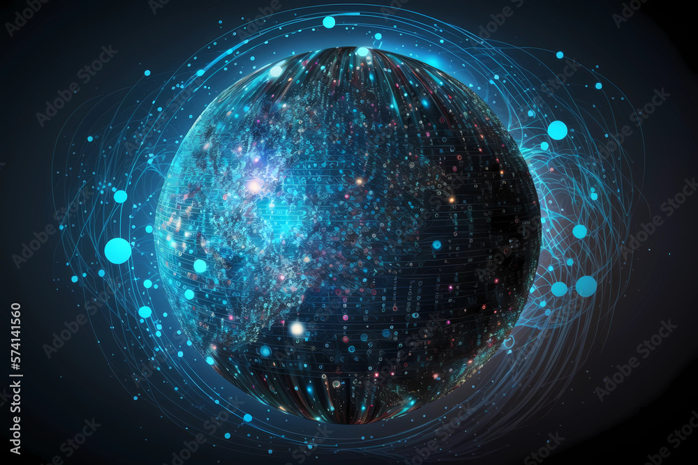 Iot Internet Of Things Illustration Global Data Flow Bigdata Visualization Of Data Streams