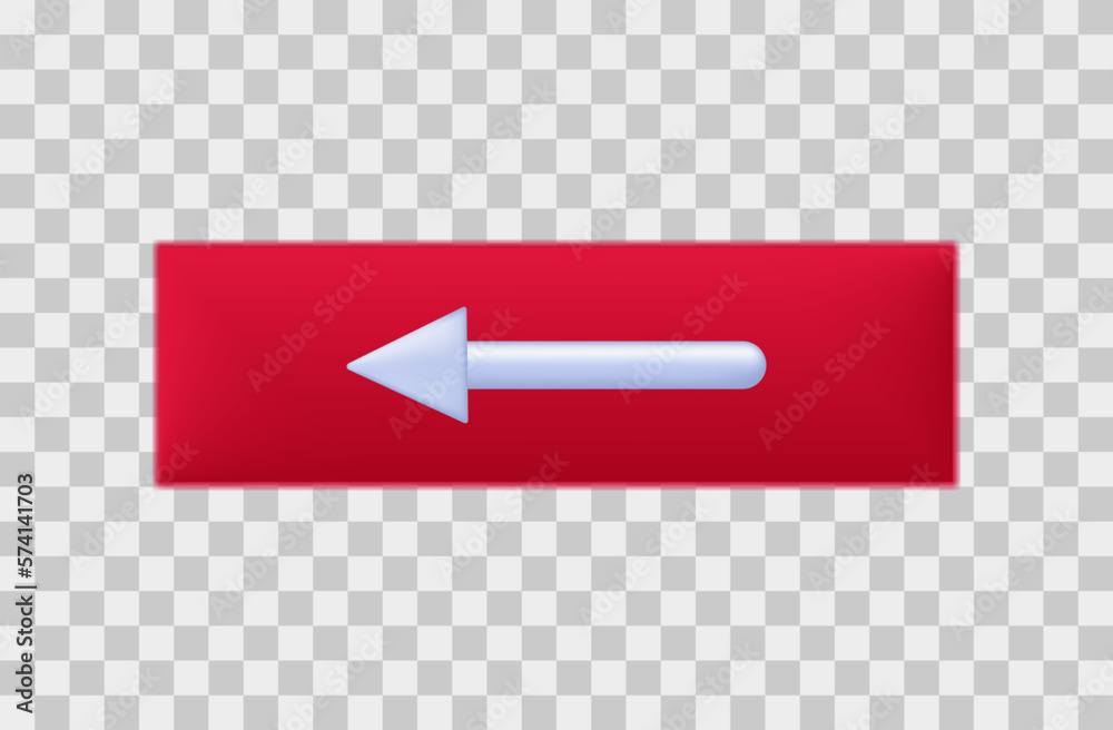 Direction back with arrow 3d. Pointer on the road. Red board with an ...