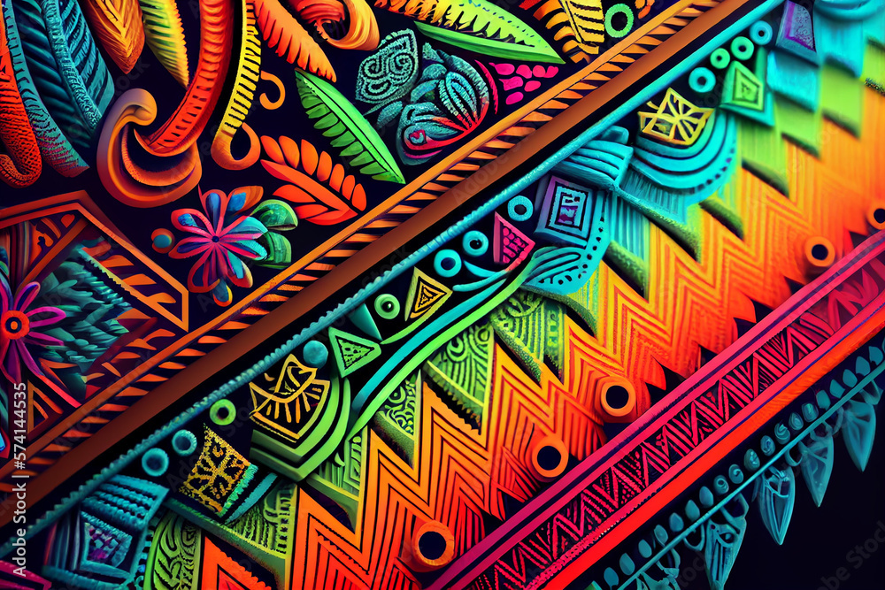 ethnic fabric pattern, African tribal pattern in colorful, Generative ...