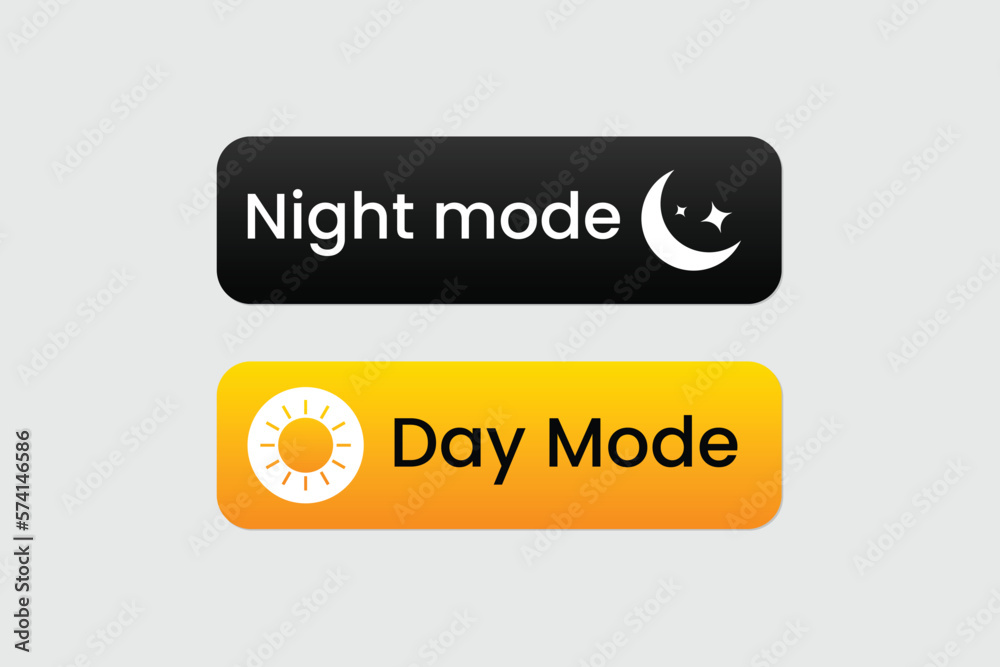 Day and night mode on and off button design. Stock Vector | Adobe Stock