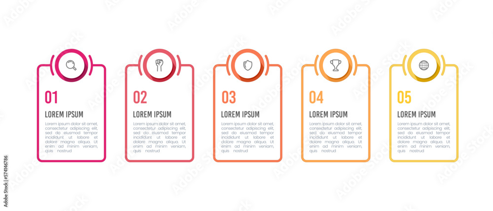 Infographic frame line design with icons and 5 options or steps. Vector ...