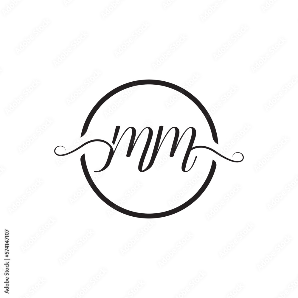 Initial Handwritten MM M M Letters Logo with a minimalist design. Stock ...