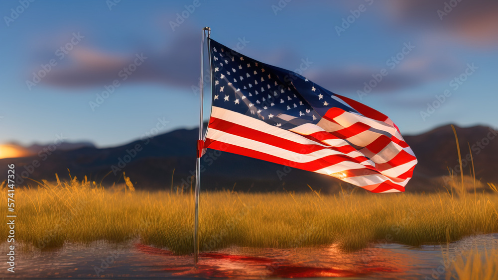 United States Flag, Western and Rustic Design of Frontier Spirit ...