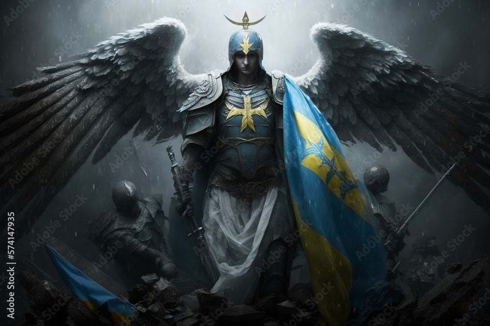 A heroic ukrainian soldier with wings superpowered angel is here to ...
