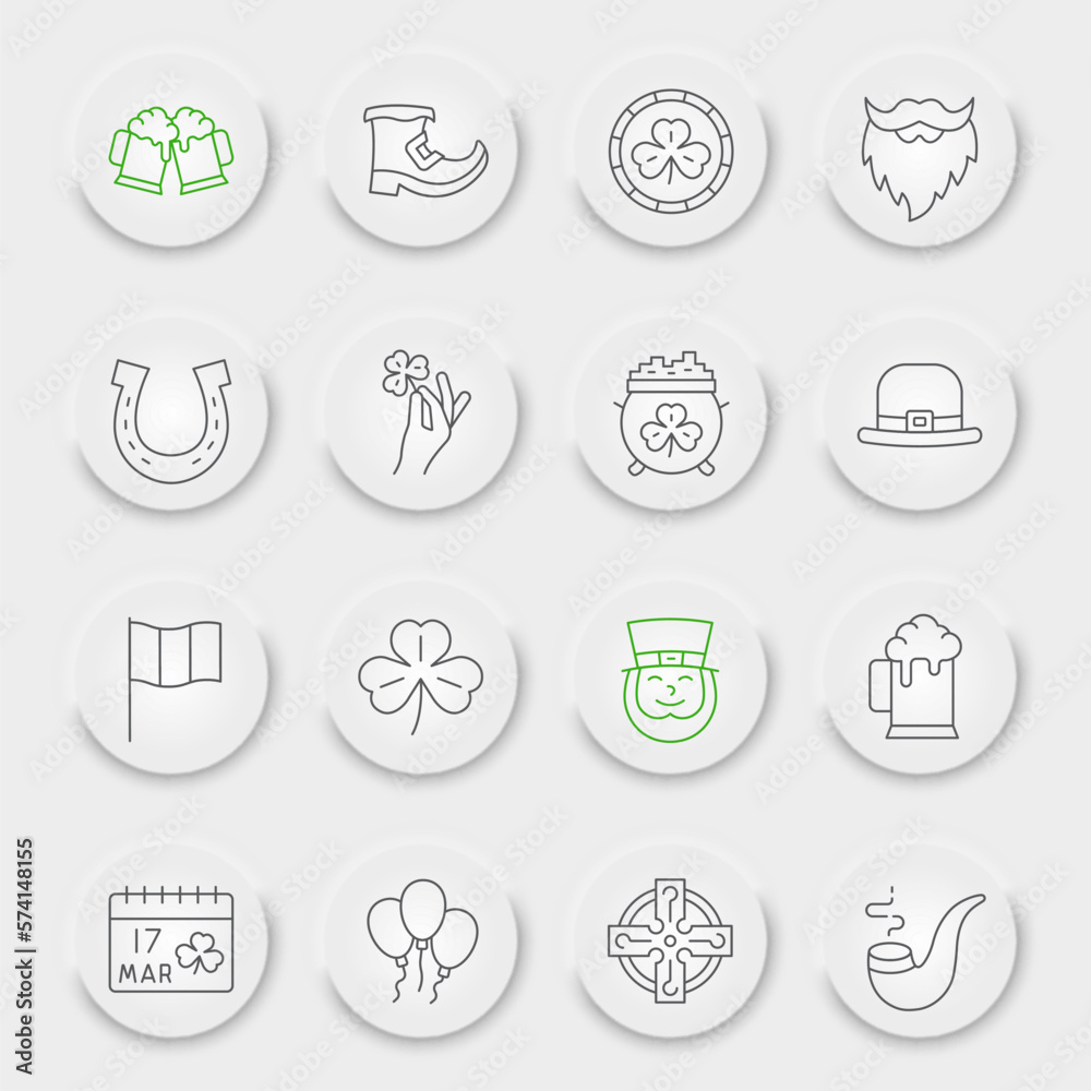 St. Patricks Day line icon set, holiday collection, vector graphics ...