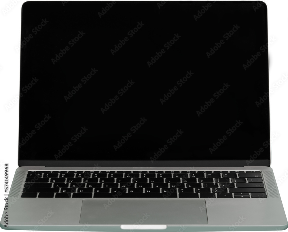Cutout of laptop computer isolated transparent with white screen Stock ...