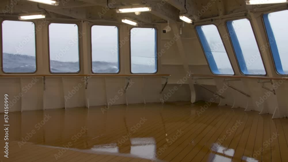 Ship in stormy weather swings from side to side, Drake Passage X-Bow ...