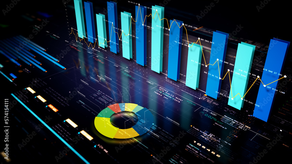 Business stock market, trading, info graphic with animated graphs ...