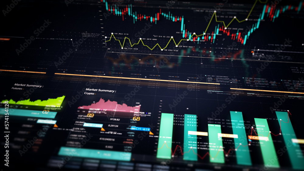 Business stock market, trading, info graphic with animated graphs ...