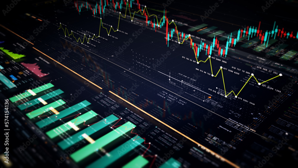 Foto de Business stock market, trading, info graphic with animated ...