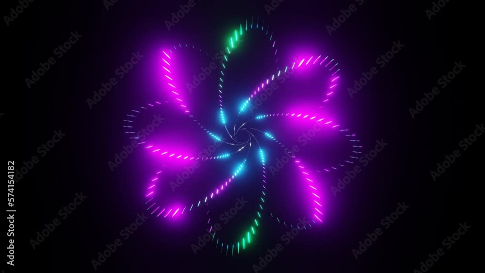 Stockvideo Abstract animation like a flower with glow neon petals from ...