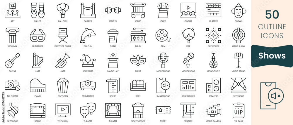 Vetor de Set of shows icons. Thin linear style icons Pack. Vector ... Vetor de Set of shows icons. Thin linear style icons Pack. Vector ...