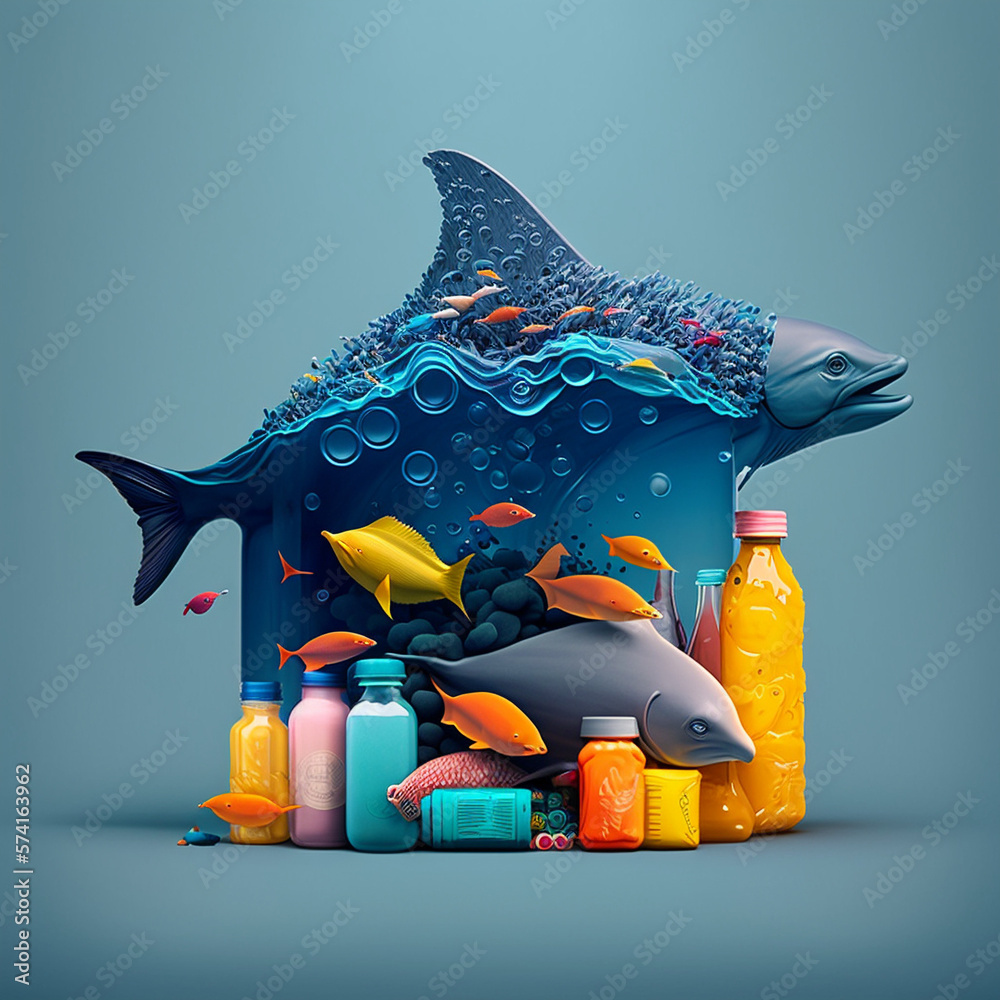 Plastic waste in the oceans pollutes fish and animals that live in the ...