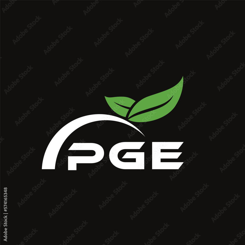 PGE letter nature logo design on black background. PGE creative ...