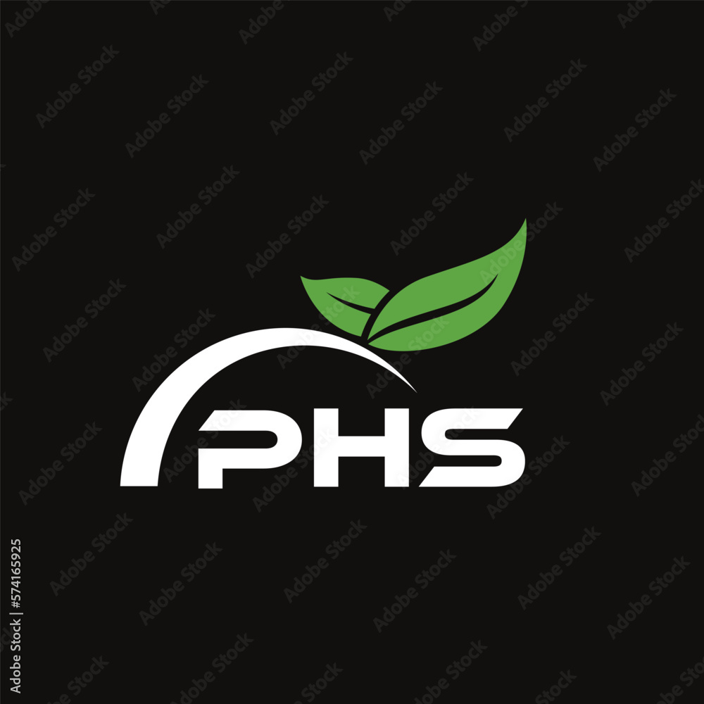 Vecteur Stock PHS letter nature logo design on black background. PHS ...
