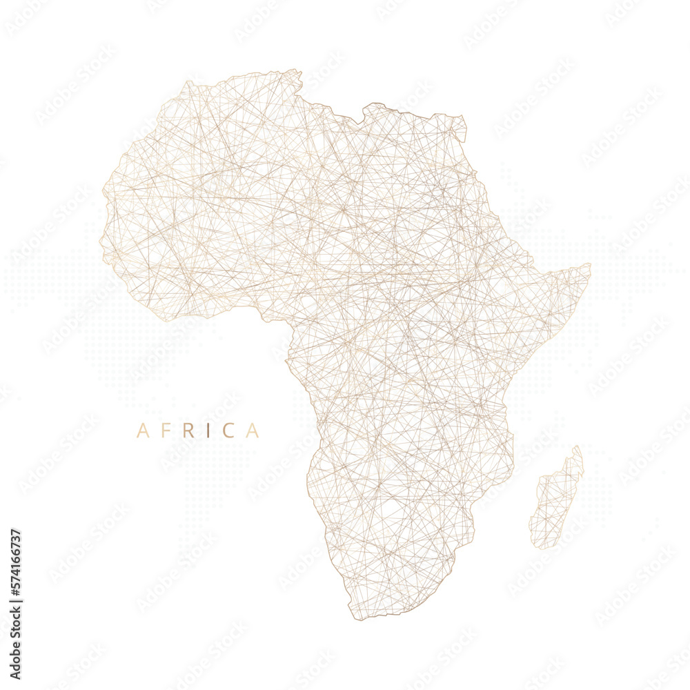 Low poly map of Africa Continent. Gold polygonal wireframe. Glittering ...