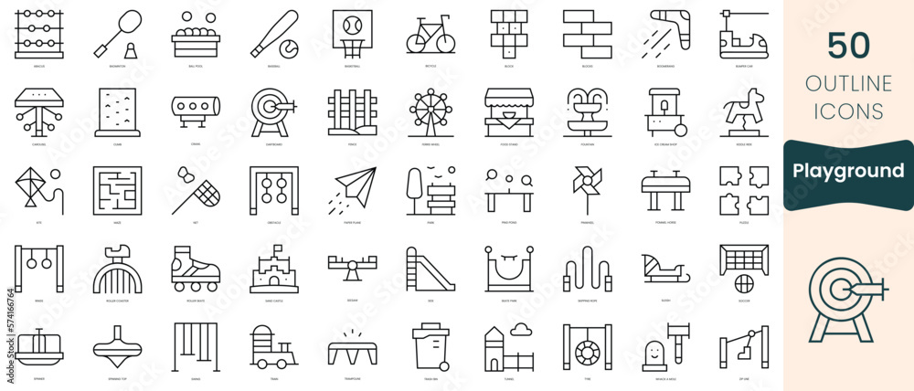 Set of playground icons. Thin linear style icons Pack. Vector ...