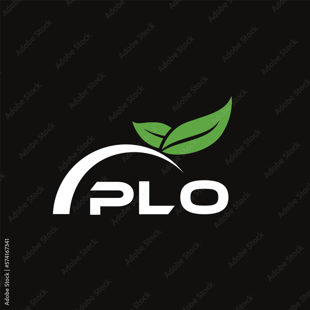 PLO letter nature logo design on black background. PLO creative ...