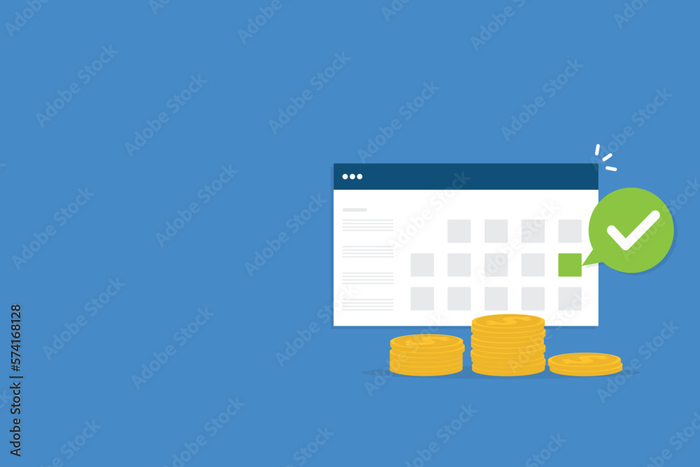 Success salary payment. Pay schedule agenda done on calendar and ...