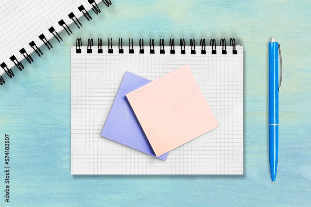 Blank Sticky note with stationery items on the desk Stock Photo | Adobe ...