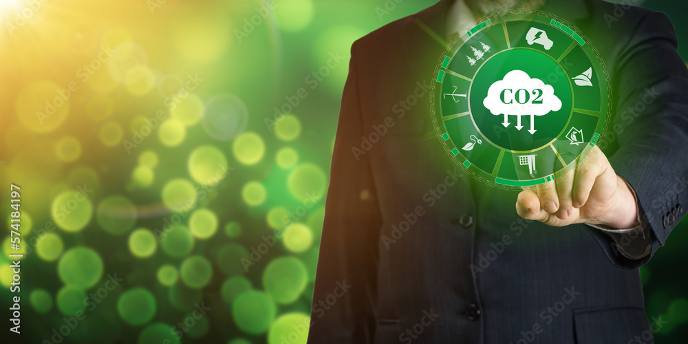 Lower CO2 emissions concept. Global warming and climate change limit ...