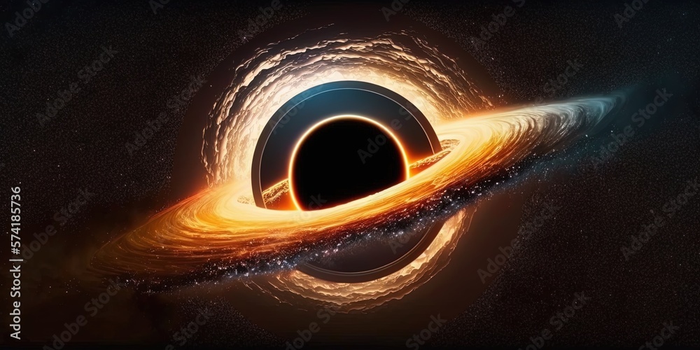black hole and a disk of glowing plasma. Supermassive singularity in ...