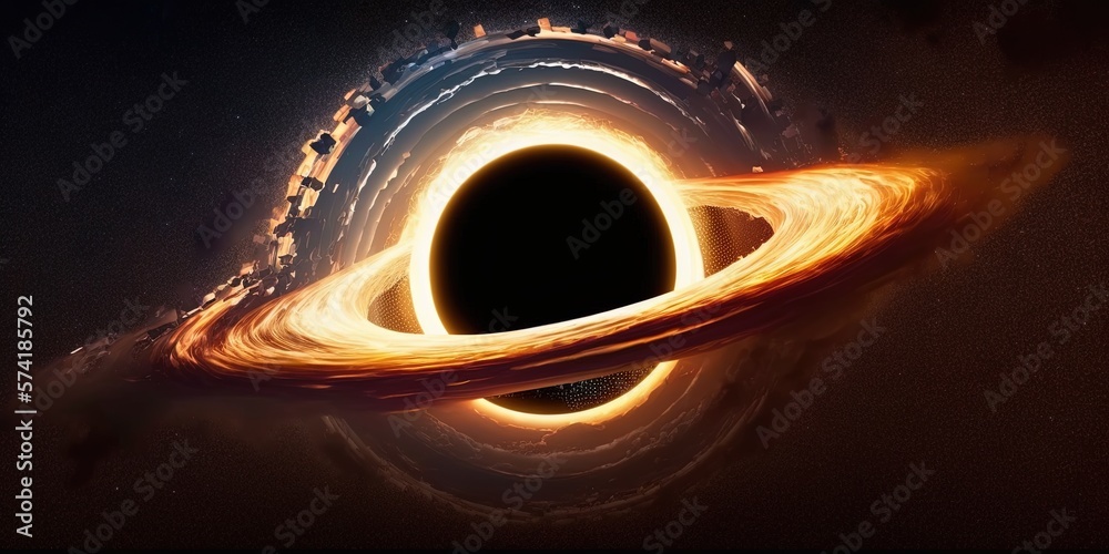 black hole and a disk of glowing plasma. Supermassive singularity in ...