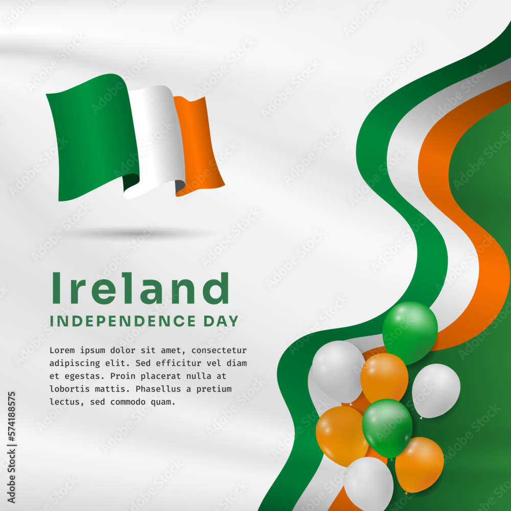 Square Banner illustration of Ireland independence day celebration with ...