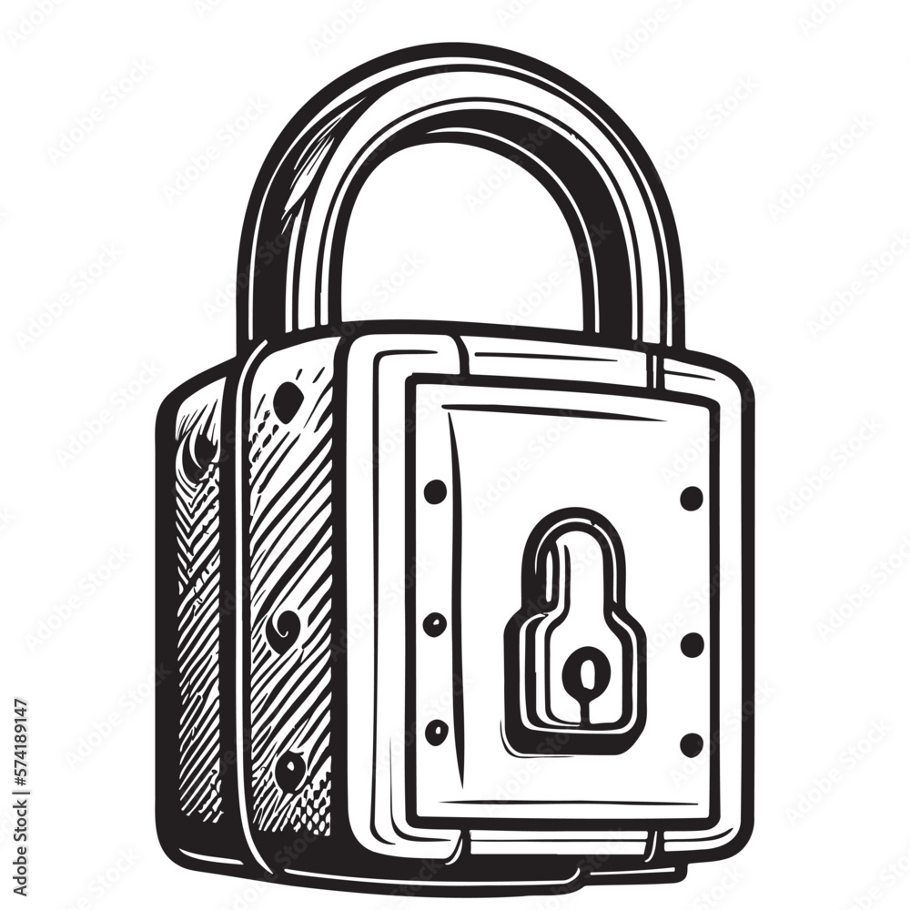 Padlock vintage barn hand drawn sketch illustration Stock Vector ...