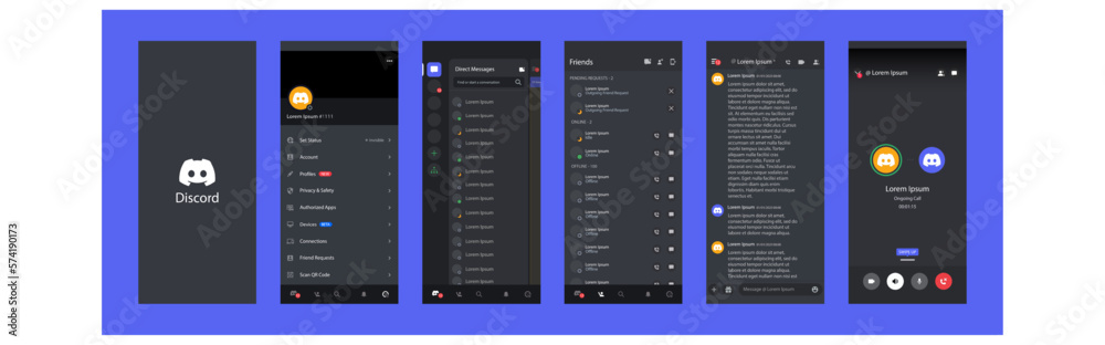 Discord Social media interface. Discord mobile application from ...