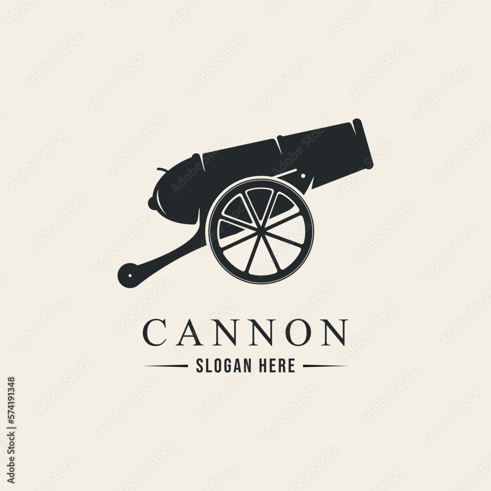 cannon artillery bullet silhouette art logo vector Stock Vector | Adobe ...