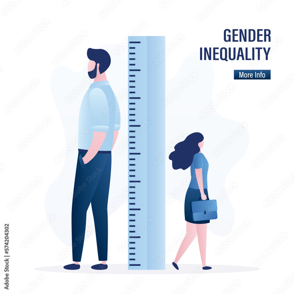 Gender gap. Large ruler measures significance and height of an employee ...