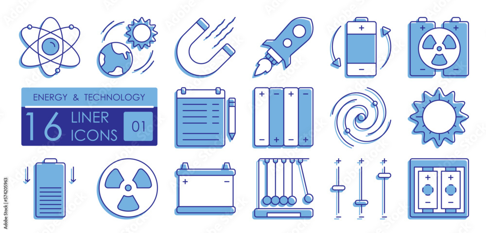 Set of color filled linear icons. Technologies for production and use ...