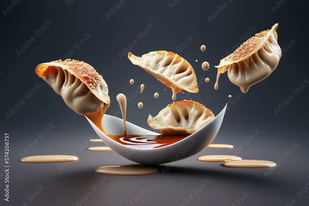 Japanese style fried Gyoza (Jiaozi in Chinese, Chinese dumplings ...
