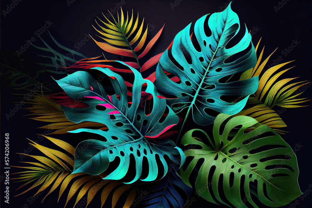 Botanical abstract background wallpaper with various green leaves ...